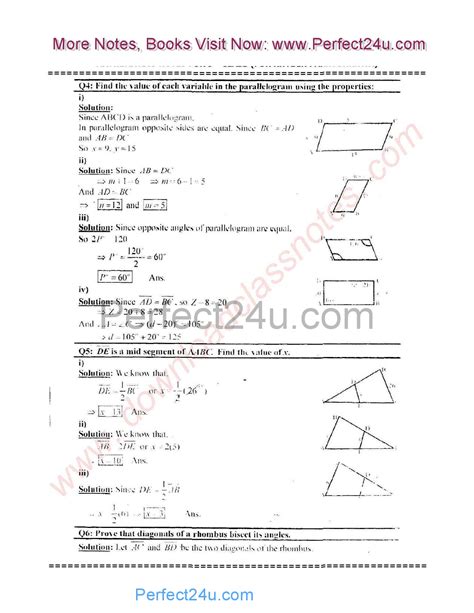 Parallelograms And Triangles Chapter 11 Maths Notes Kpk