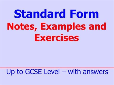 Standard Form Notes Examples And Exercises Teaching Resources