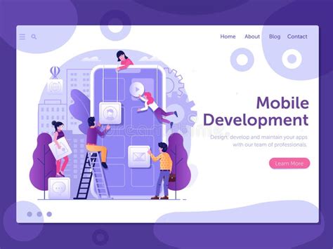Mobile App Developing Process In Flat Design Stock Vector