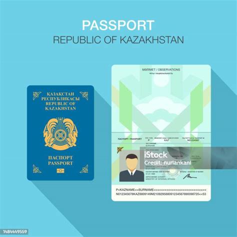 고립된 카자흐스탄 여권 디자인 템플릿입니다 벡터 그림입니다 중앙 아시아 금색에 대한 스톡 벡터 아트 및 기타 이미지 금색 출입국 공란 Istock