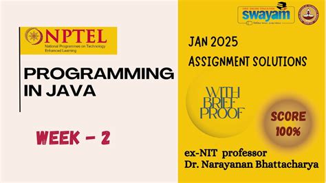 Programming In Java Week 2 Solution Answers 2025 January Nptel Swayam Iit Youtube