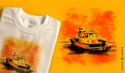 Tugboat T Shirt Design Psd Editable Template