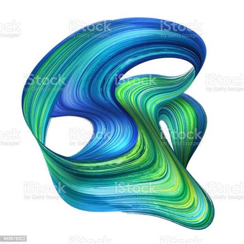 3d 렌더링 추상 예술 Splashing 모양 브러시 스트로크 페인트 얼룩 녹색 청색 보라색 튄 루프 현대 동적 라인 흰색