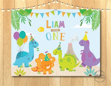Dinosaur Birthday Banner Cute Dinos Party