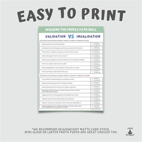 Dbt Validation Worksheet Interpersonal Skills Middle Path Pdf Download Etsy