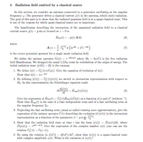 Radiation Field Emitted By A Classical Source In Chegg Com