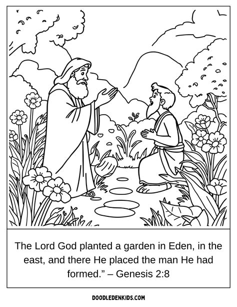 Whimsical Adam In The Garden Of Eden Bible Coloring Page Genesis 26
