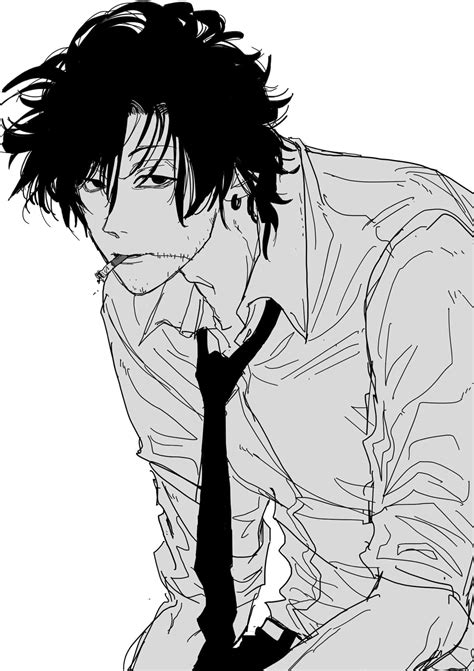 Download Brooding Anime Character Sketch Wallpaper