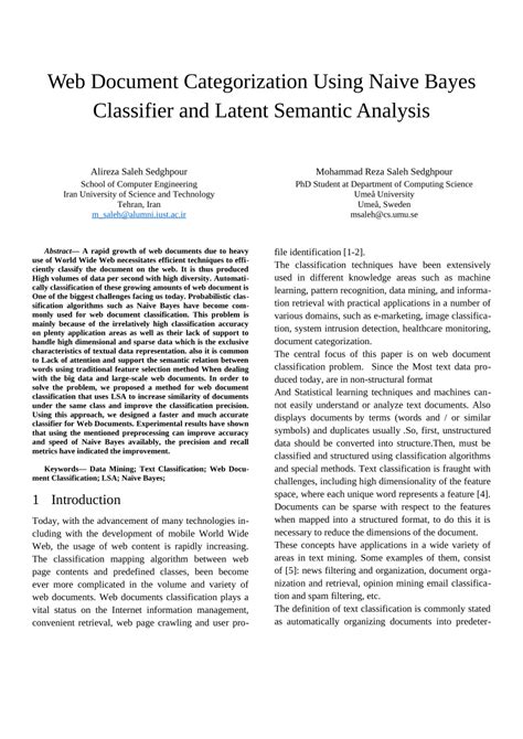 Pdf Web Document Categorization Using Naive Bayes Classifier And