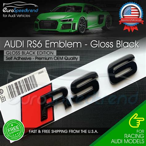 Audi Rs6 Gloss Black Emblem 3d Badge Rear Trunk Tailgate For Audi Rs6