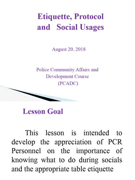 Etiquette Protocol And Social Usages Pdf Cuisine Food And Drink