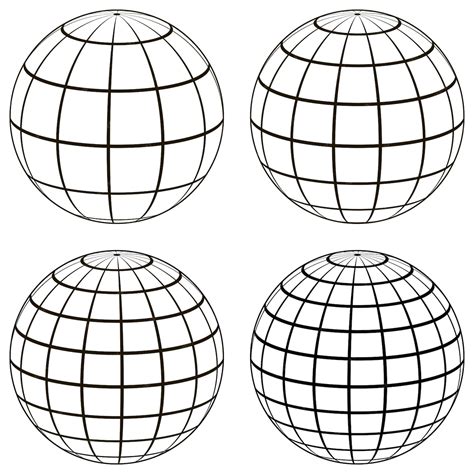 Premium Vector Set 3d Ball Globe Model Of The Earth Sphere With A Coordinate Grid