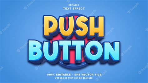 Premium Vector Push Button Cartoon Game 3d Editable Text Effect