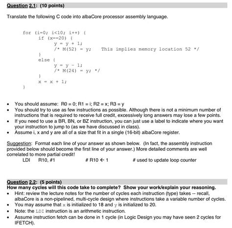 Solved Translate The Following C Code Into Albacore