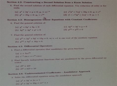 Solved Section Constructing A Second Solution From A Chegg Com