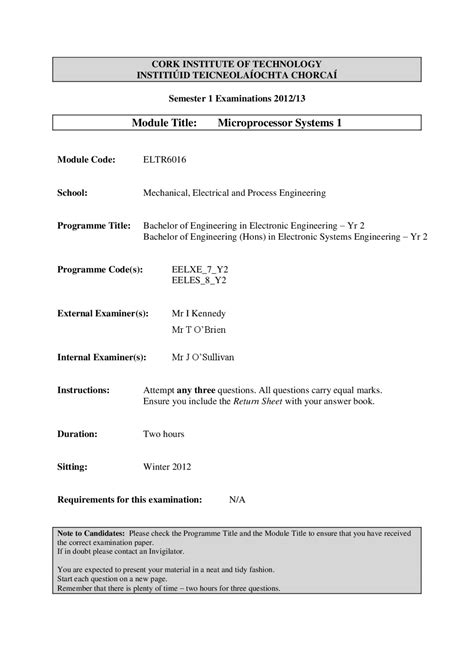 Trace Table Microprocessor Systems Exam Exams Microprocessors Trace Table Microprocessor Systems Exam Exams Microprocessors