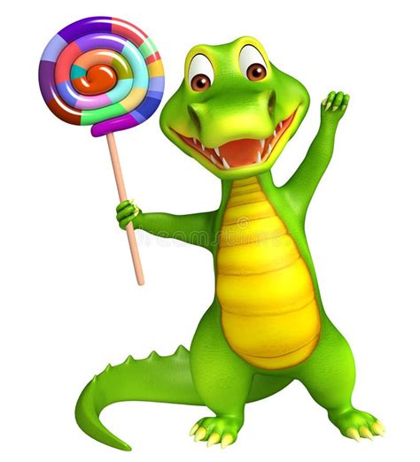 Cute Aligator Cartoon Character With Clock Vector Illustration Cartoon Characters