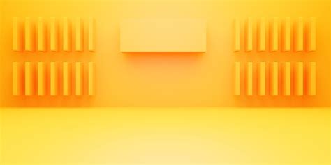 주황색 노란색 추상 기하학적 배경의 3d 렌더링 광고 기술 쇼케이스 쇼룸 배너 화장품 패션 비즈니스 메타버스를위한 장면 공상 과학 일러스트레이션 제품 디스플레이 3차원