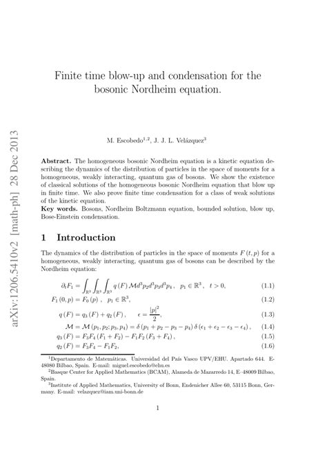 Pdf Finite Time Blow Up For The Bosonic Nordheim Equation