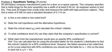 Problem 4 Hypothesis Testing 30 Points An StudyX