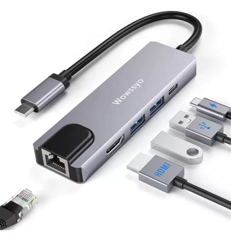 Tipo C Hub En Adaptador Usb C A Usb K Hdmi Ethernet Mercadolibre