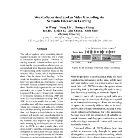 Weakly Supervised Spoken Video Grounding Via Semantic Interaction Learning Acl Anthology