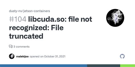 Libcuda So File Not Recognized File Truncated Issue Dusty Nv Jetson Containers GitHub