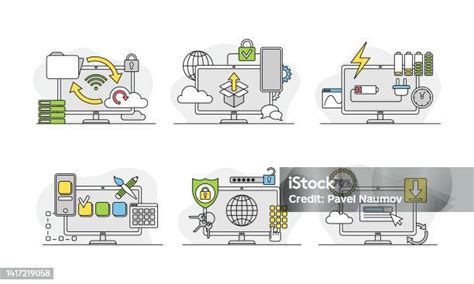 노트북 사용자 정의 세트 컴퓨터 수리 서비스 유지 보수 기술 지원 개념 벡터 일러스트 레이 션 개발에 대한 스톡 벡터 아트 및 기타 이미지 Istock