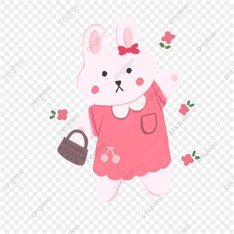Korean Cute Bunny Png Image Cute Korean Bunny With Flowers Stickers