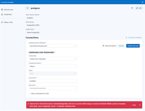 Solved Unable To Connect To Postgresql Database Alteryx Community