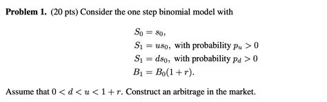 Problem Pts Consider The One Step Binomial Chegg Com