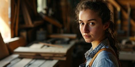 Premium Photo Girl Carpenter In The Workshop Generative Ai