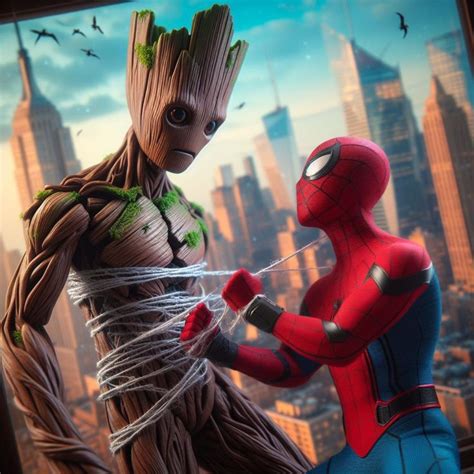 Spiderman Vs Groot Spider Man Arañas Marvel