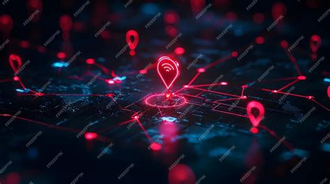 Futuristic Holographic Data Breach Map With Glowing Red Alert Symbols