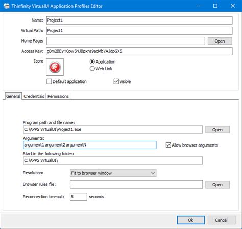 Setting Command Line Arguments In The Application Profile