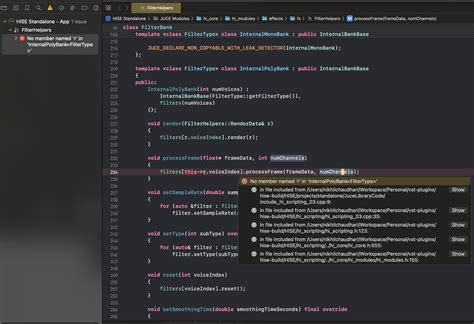 Buildling Hise From Latest Branch And Commit Throws Error In Xcode Mac
