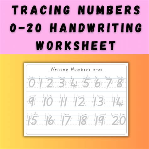 Number Tracing Worksheets 1 20 Learning Numbers Handwriting Practice