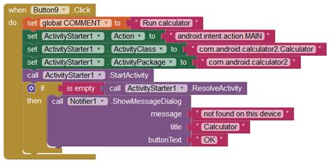 Activity Starter Blocks To Open The Calculator Of The Device Does Not Work MIT App Inventor