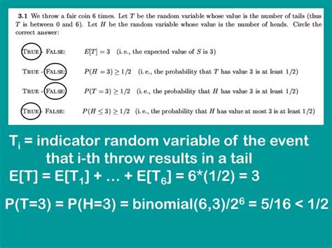 Ppt T I Indicator Random Variable Of The Event That I Th Throw