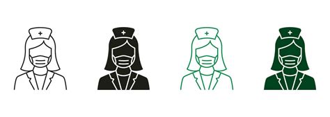 Female Physicians Specialist Medic Assistant Black And Color Pictogram
