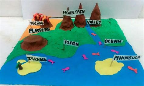 Different Landforms Made With Clay Geography Project Geography