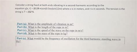 Solved Consider A String Fixed At Both Ends Vibrating In A