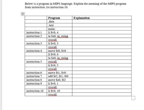 Solved Below Is A Program In Mips Language Explain The