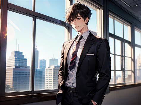 창가에 양복을 입은 남자가 서 있다 Seaart Ai