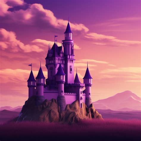 Premium Photo A Purple Castle With A Purple Sky In The Background