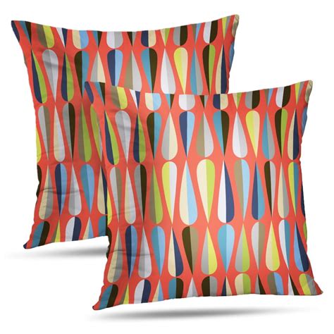 Lalilo Throw Pillow Covers Mid Century Modern Retro With Drop Shapes