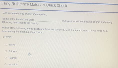 Using Reference Materials Quick Check Use The Sentence To Answer The Question Some Of The Team