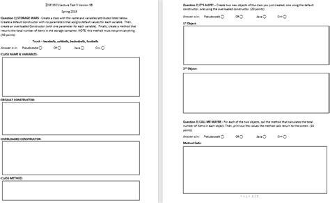Solved Cse 1321 Lecture Test 3 Version 38 Spring 2019