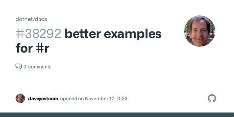 Better Examples For R Issue 38292 Dotnet Docs GitHub