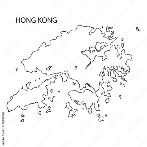 Black Outline Of Hong Kong Map Stock Vector Adobe Stock